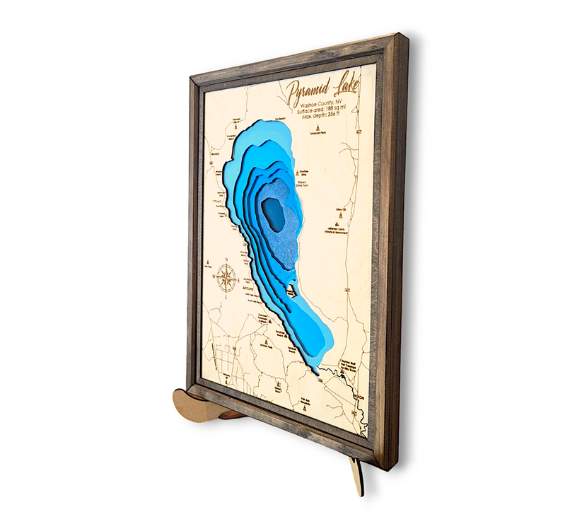 Pyramid Lake Art | Pyramid Lake Bathymetry Map | Various Sizes ...